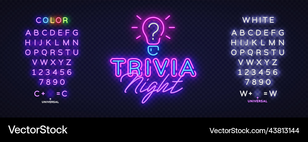 Retro Neon Trivia Night Royalty Free Vector Image