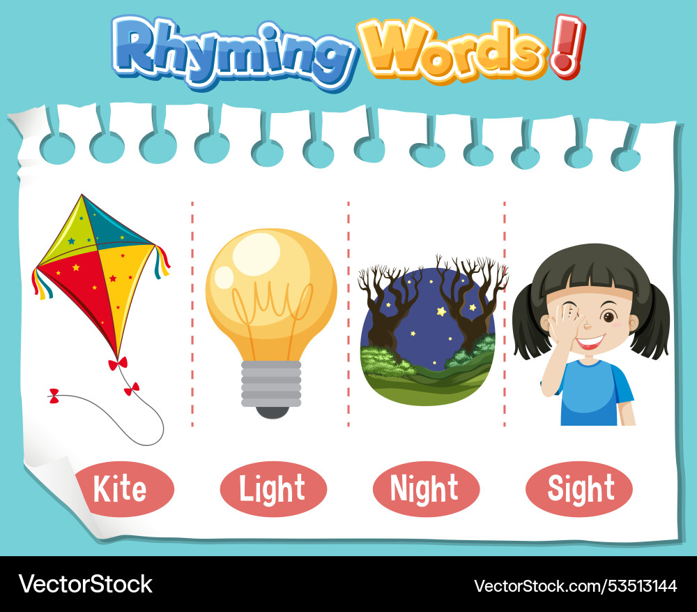 Rhyming words with images Royalty Free Vector Image