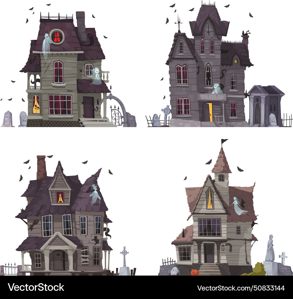 Scary house set Royalty Free Vector Image - VectorStock