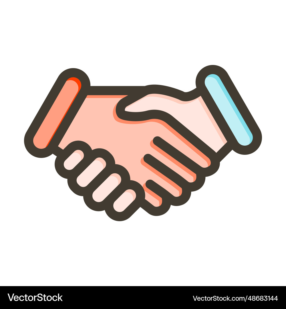 Shake hand thick line filled colors icon Vector Image