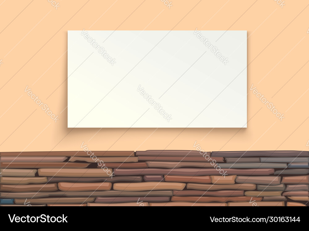 Stone wall with paper board Royalty Free Vector Image