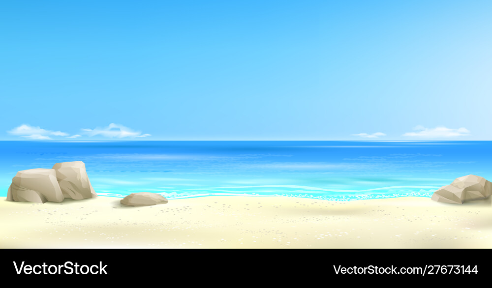 Wide tropical beach banner background Royalty Free Vector