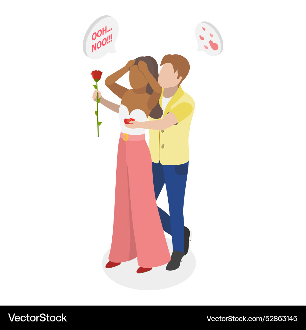 3d isometric flat of marriage Royalty Free Vector Image