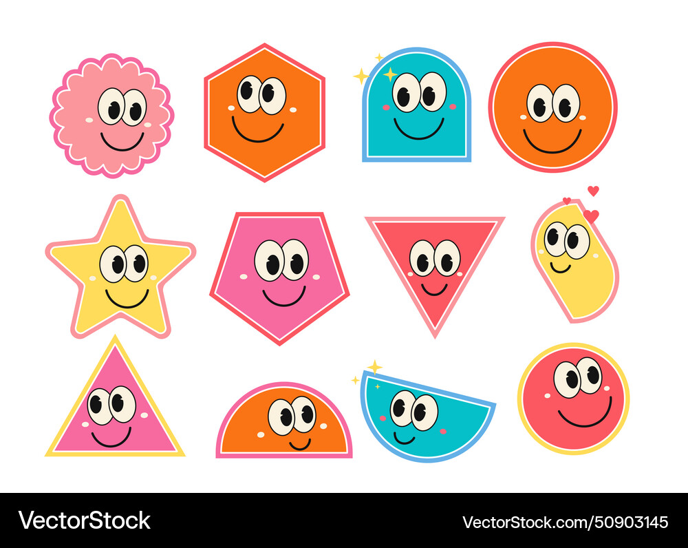Cartoon cute faces with emotions on various Vector Image