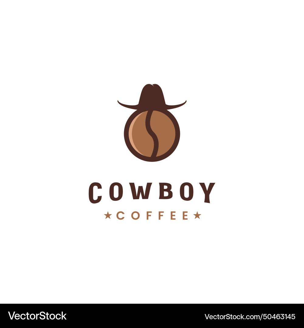 Cowboy coffee logo design on isolated bean Vector Image