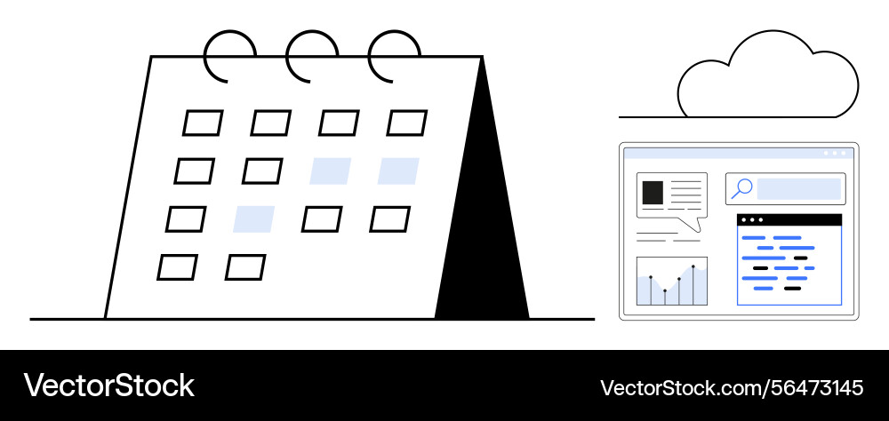 Digital calendar and cloud-based dashboard Vector Image