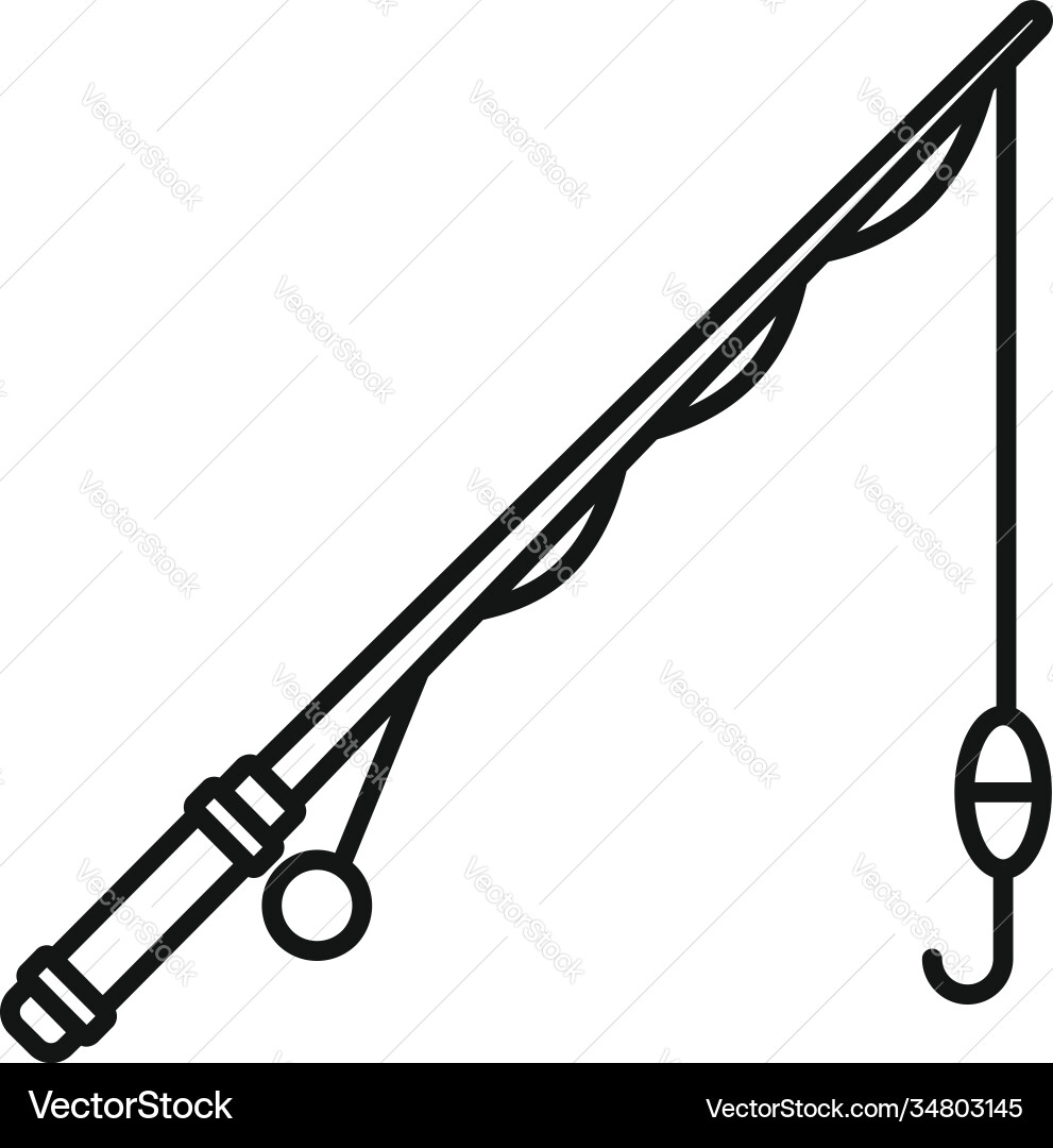 Fishing rod pole icon outline style Royalty Free Vector