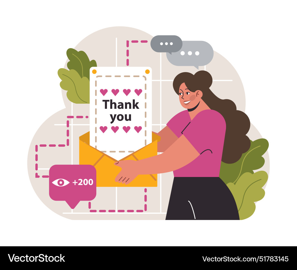 Gratitude latter grateful and thankful character Vector Image