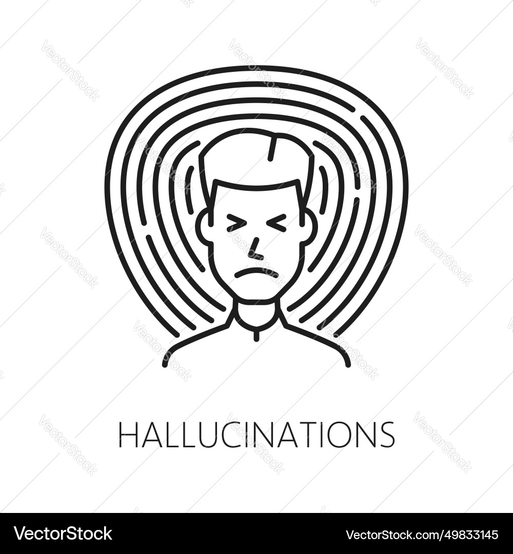 Hallucinations psychological problem line icon Vector Image