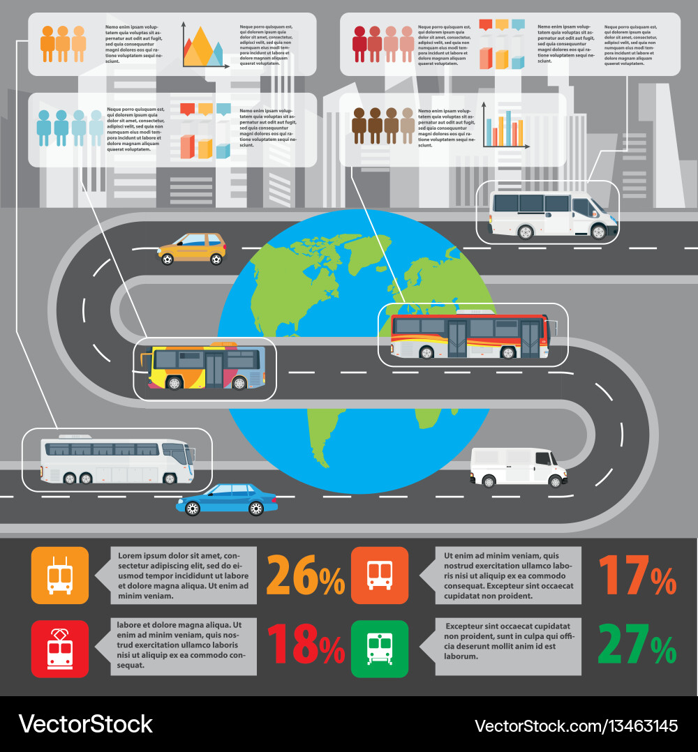 Public transport and passenger statistics Vector Image