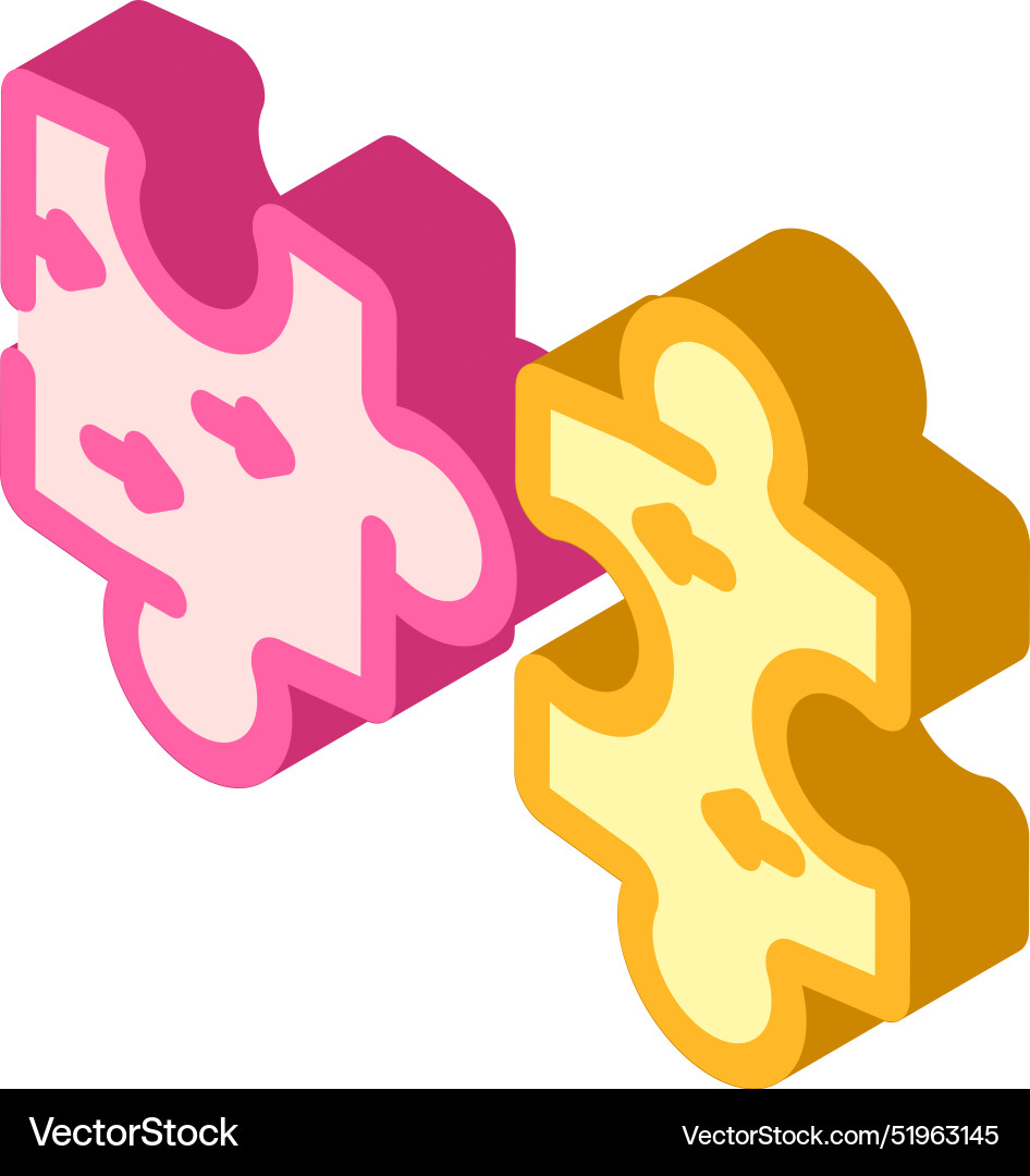 Puzzle pieces coming together progress isometric Vector Image