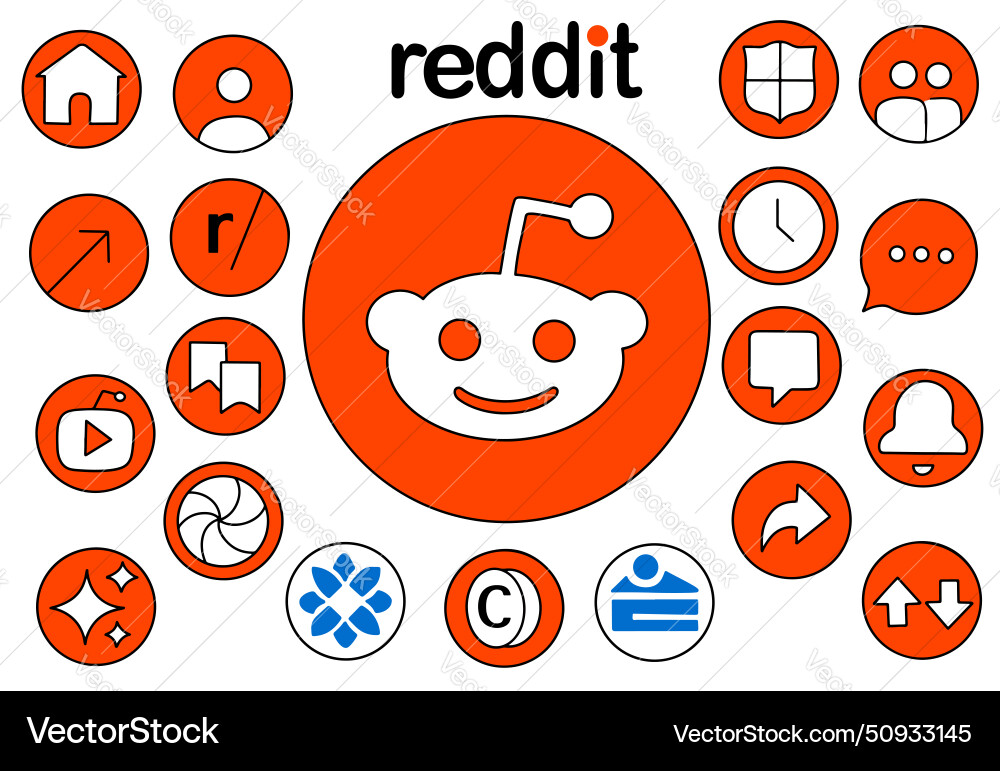 Reddit social networks color Royalty Free Vector Image