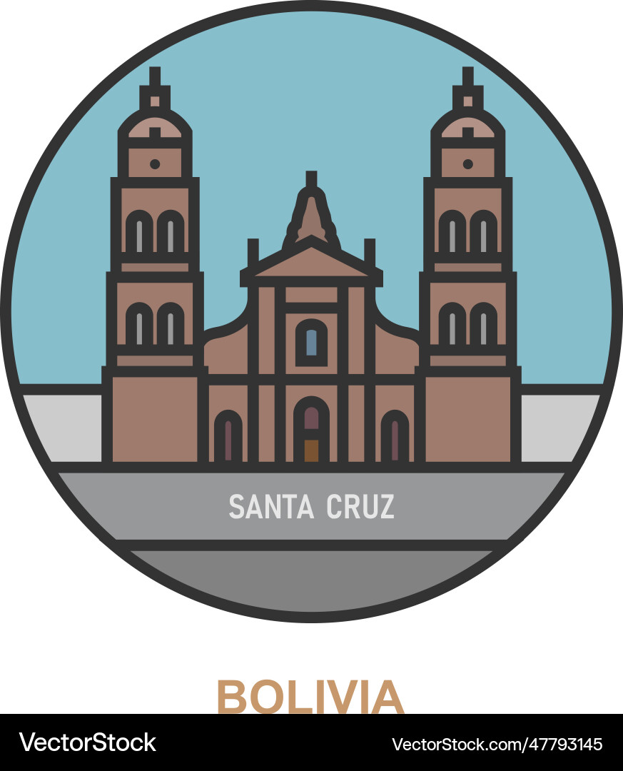 Santa Cruz Landmarks, Bolivia Royalty Free Vector Image