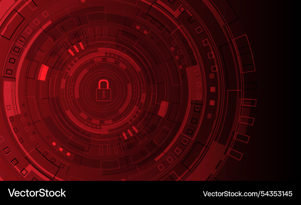 Technology red cyber security protect data Vector Image