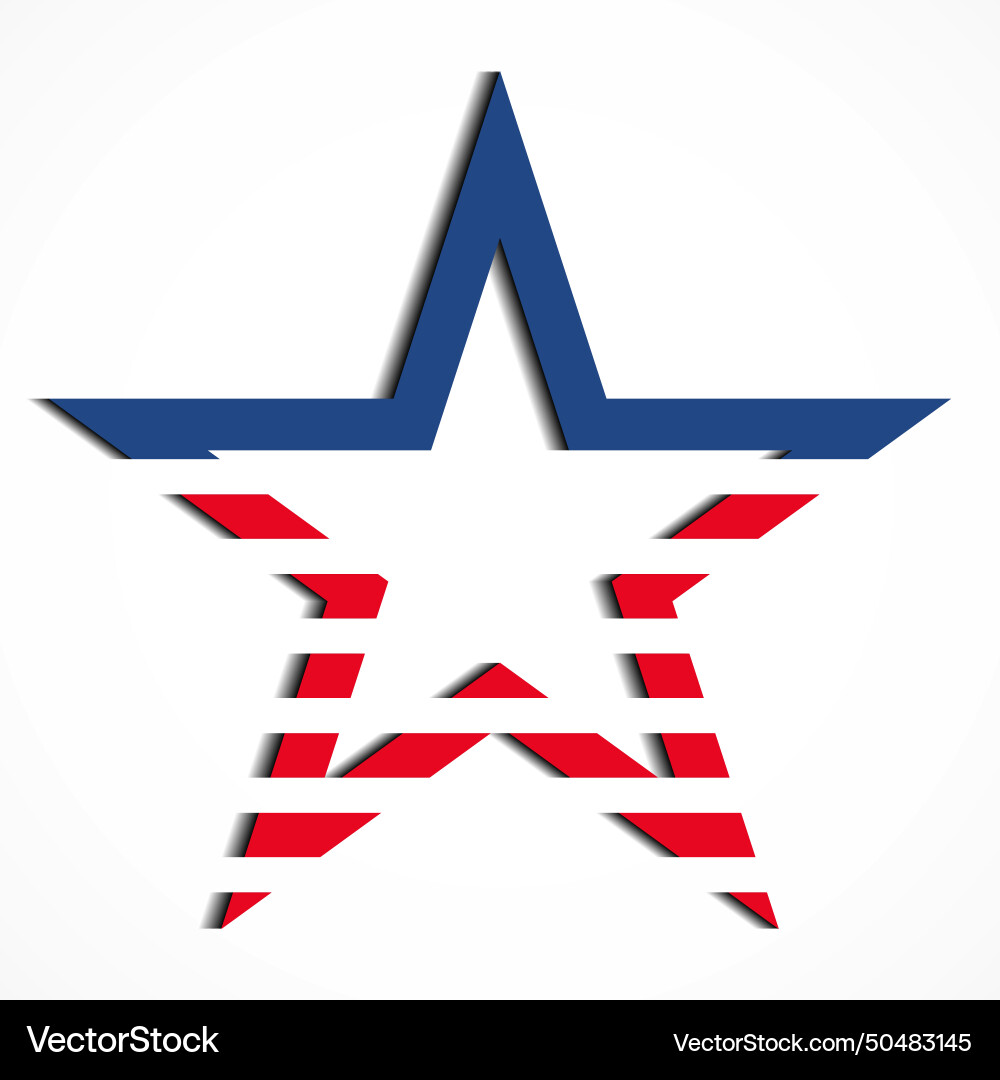 Usa flag in star shape with shadow american Vector Image