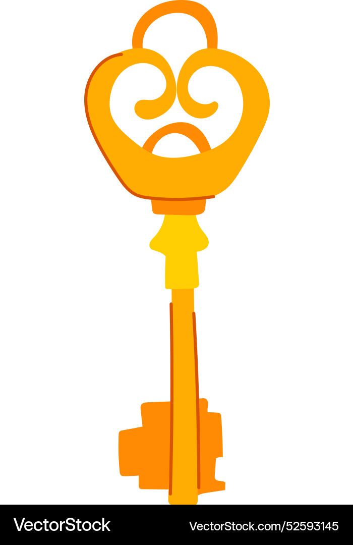 Vintage golden key cartoon Royalty Free Vector Image