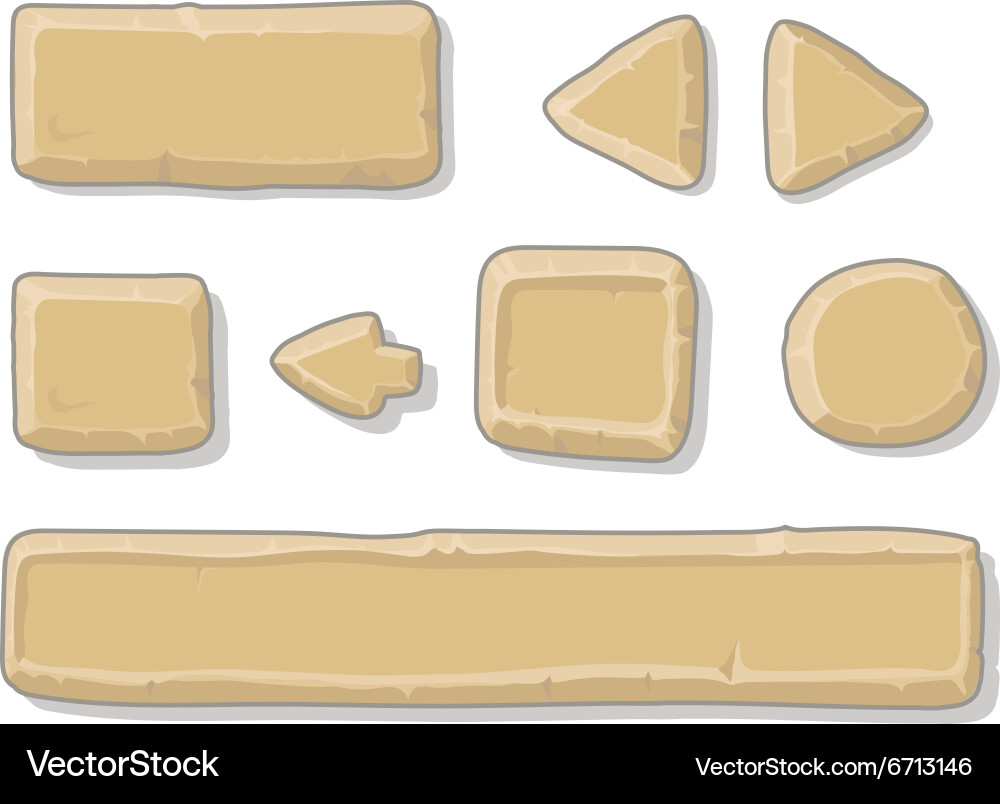 Cartoon stone game ui assets set isolated Vector Image