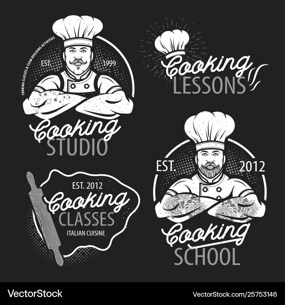 Cooking vintage logo class template Royalty Free Vector