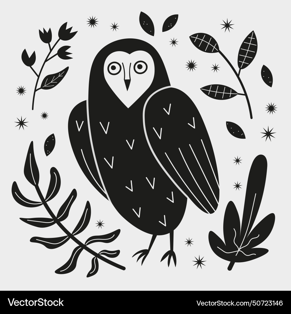 Owl bird flat folklore Royalty Free Vector Image