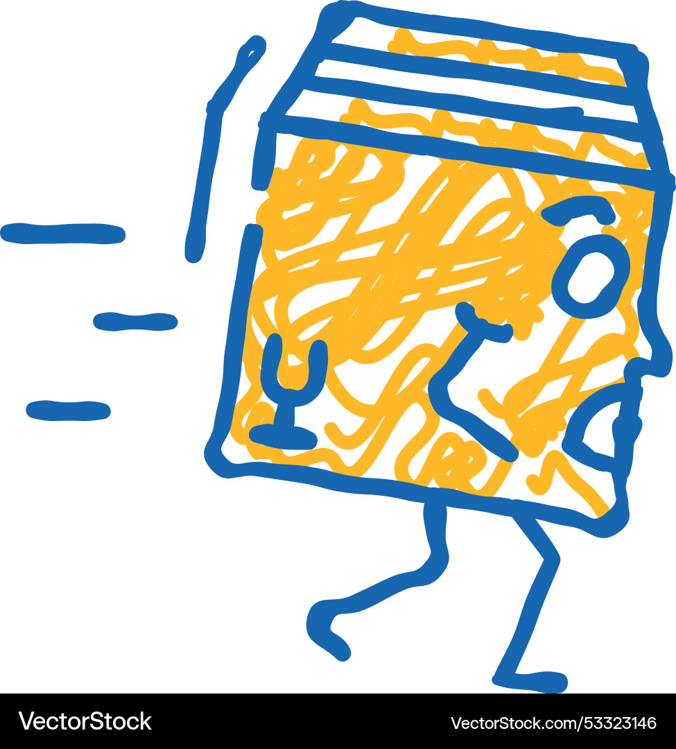 Run cardboard box character icon doodle Royalty Free Vector