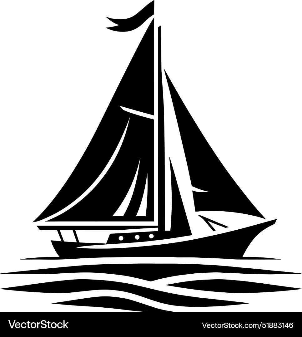 Sailboat silhouette isolated on a white background