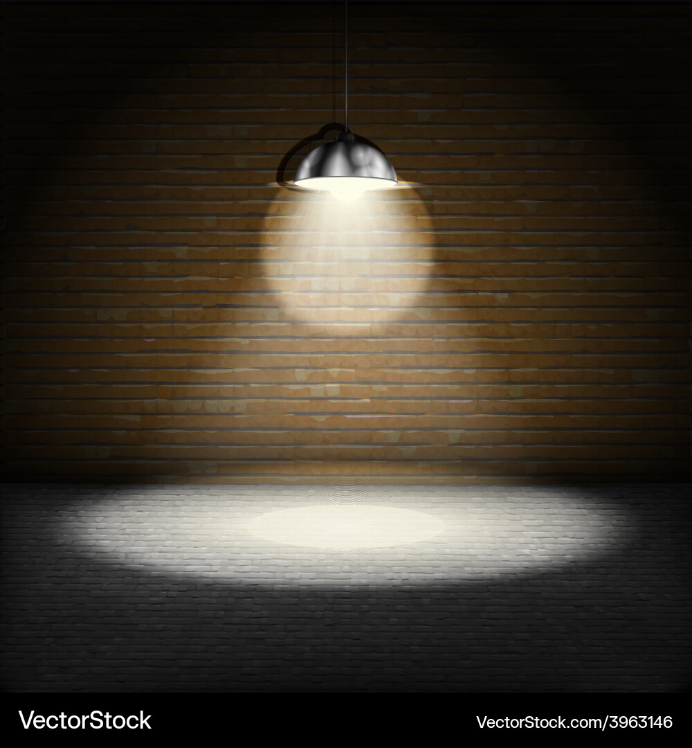 Spotlight on brick wall background Royalty Free Vector Image