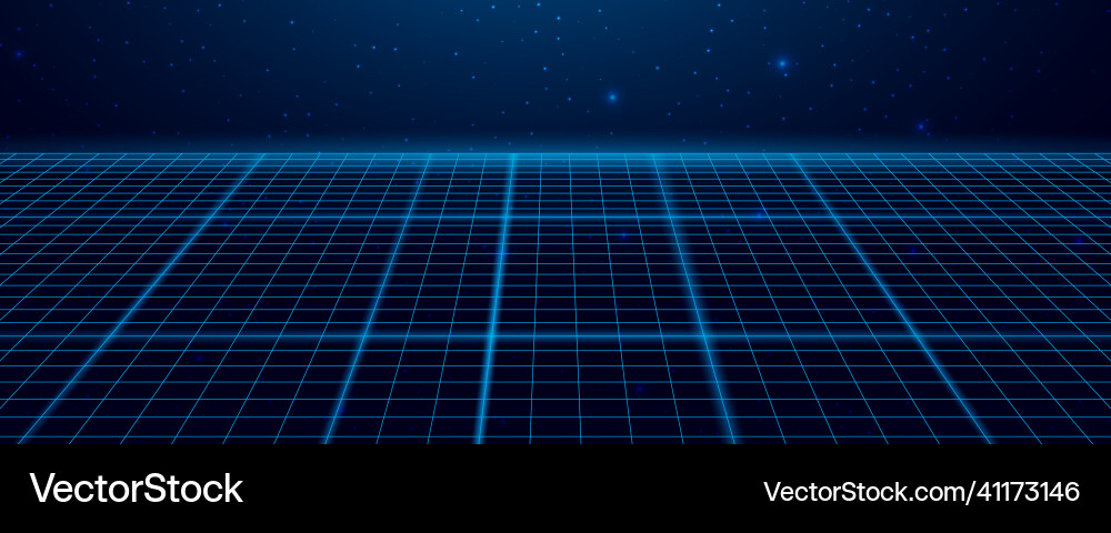 Wireframe perspective grid space neon infinity Vector Image