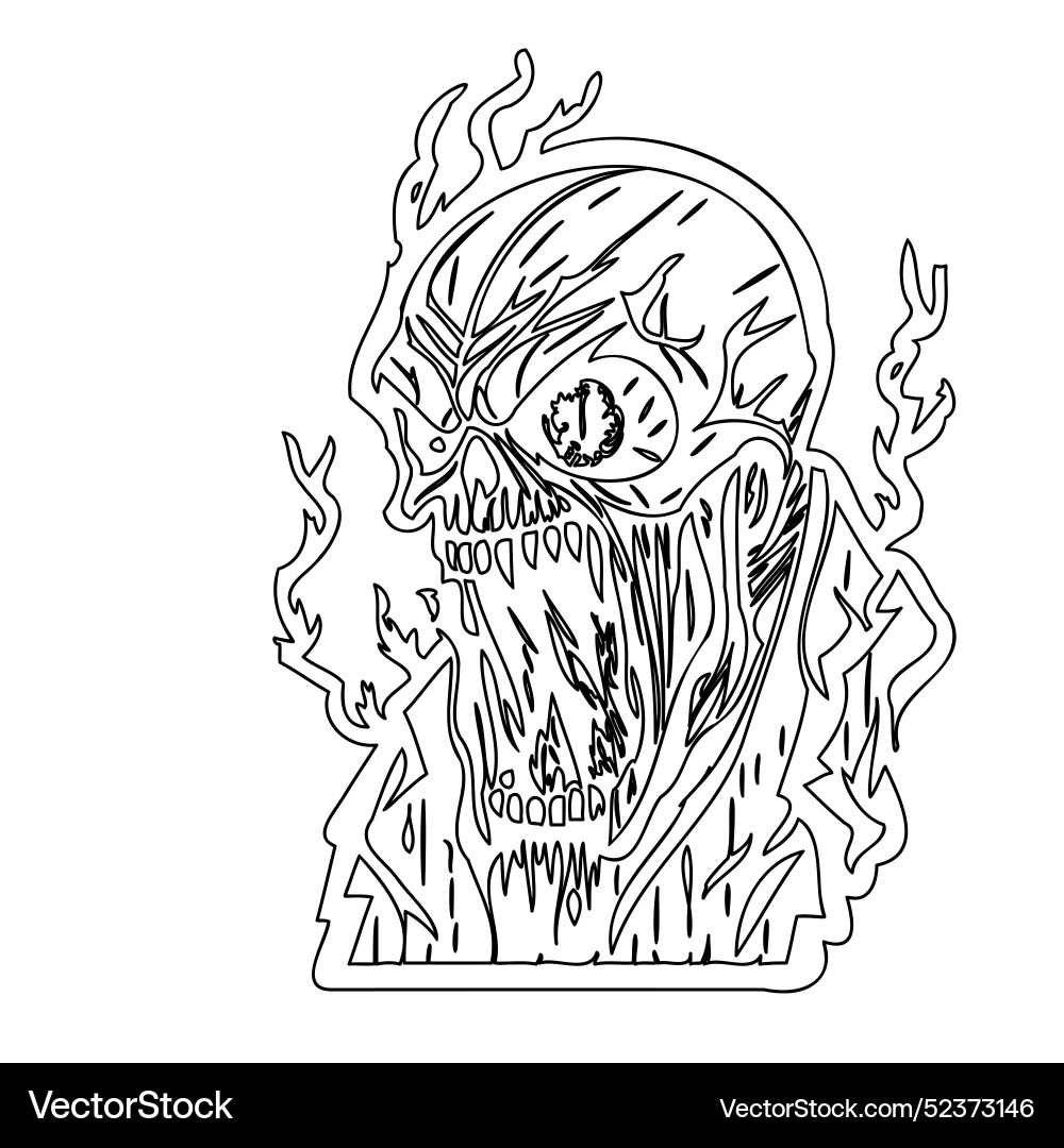 Zombie scary outline sketch Royalty Free Vector Image