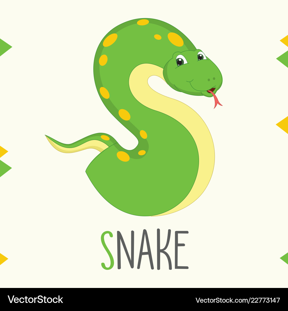 Alphabet letter s and snake Royalty Free Vector Image
