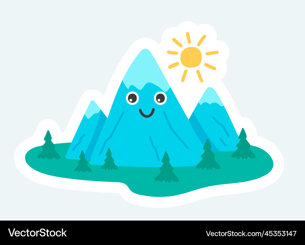 Cute mountains with smiling face spring Royalty Free Vector