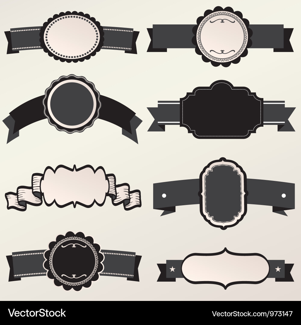 Frame labels ribbon set vintage Royalty Free Vector Image