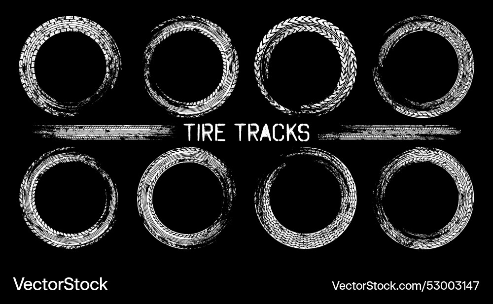 Grunge circle tire tracks wheel braking marks Vector Image
