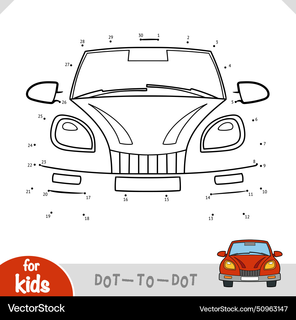Numbers game education dot to car Royalty Free Vector Image