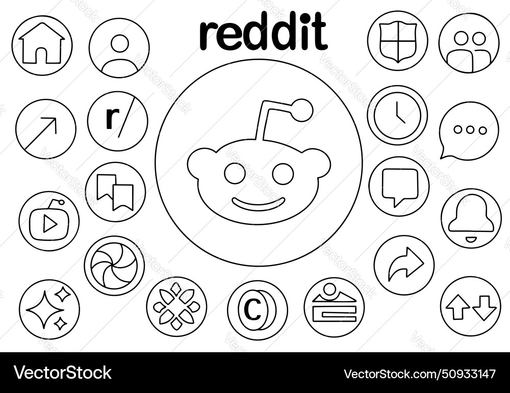 Reddit social networks one line Royalty Free Vector Image