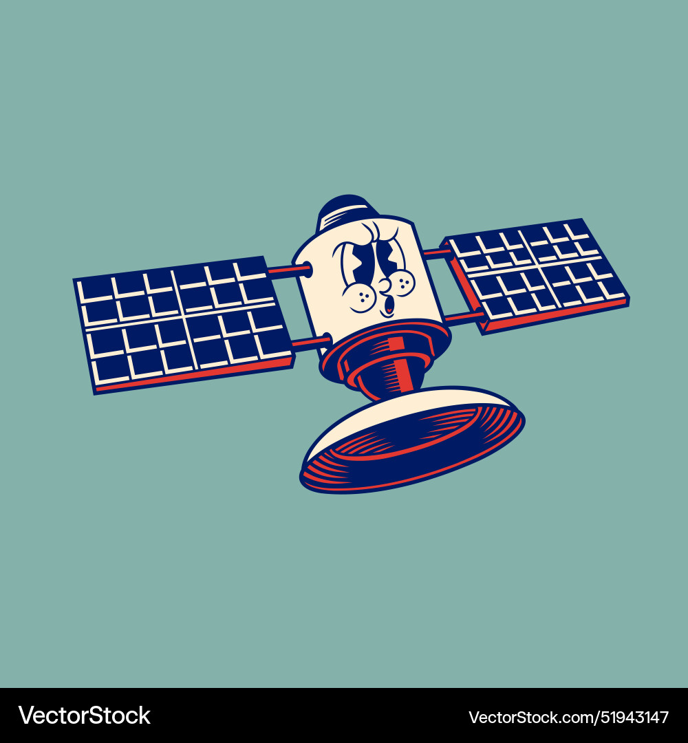 Retro character design from satellite Royalty Free Vector