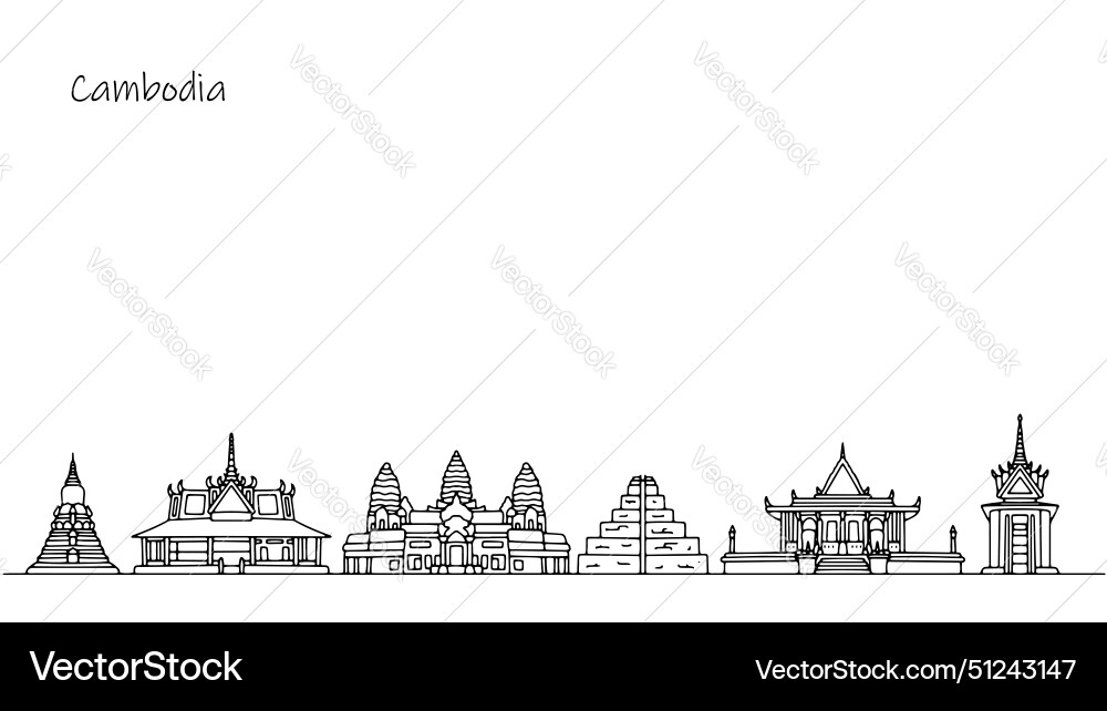 Sights of cambodia Royalty Free Vector Image - VectorStock