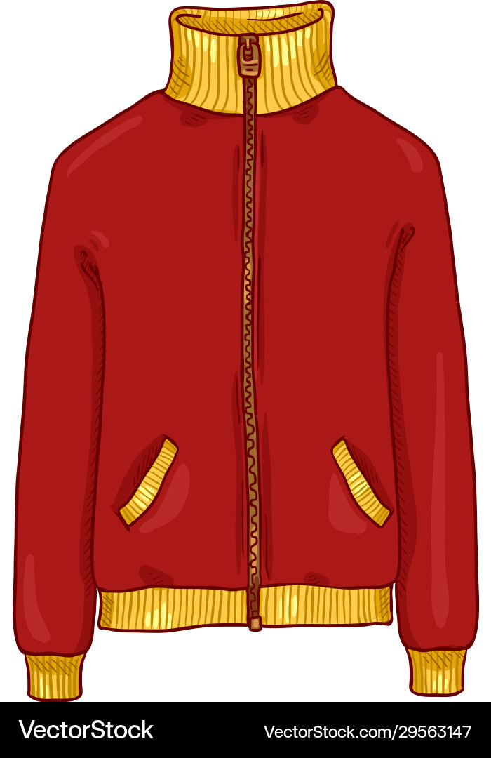 Single cartoon - red sport jacket with zipper Vector Image