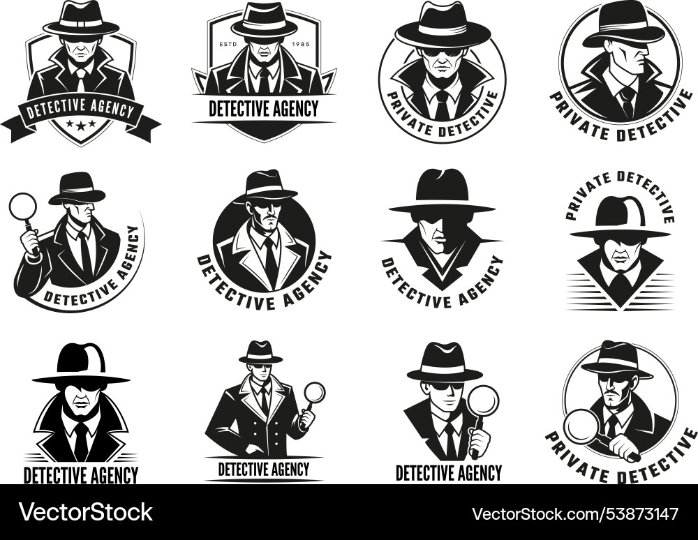 Special agents detective logo secret agency Vector Image