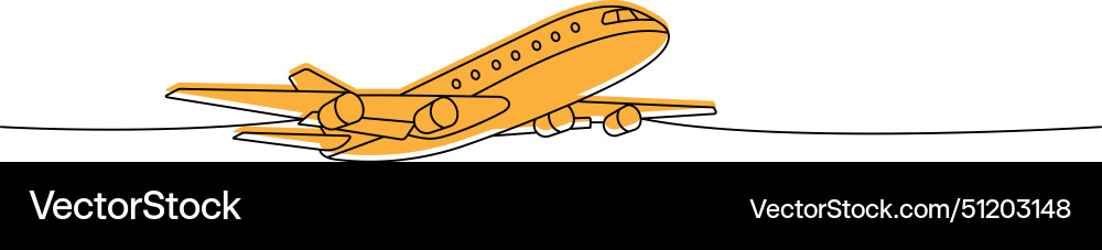 Aircraft air transport one line colored Royalty Free Vector