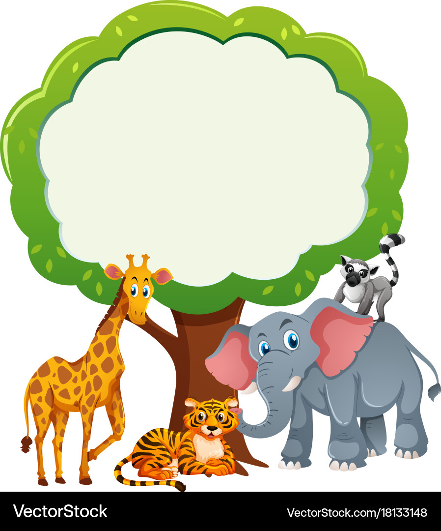 Border template with wild animals Royalty Free Vector Image