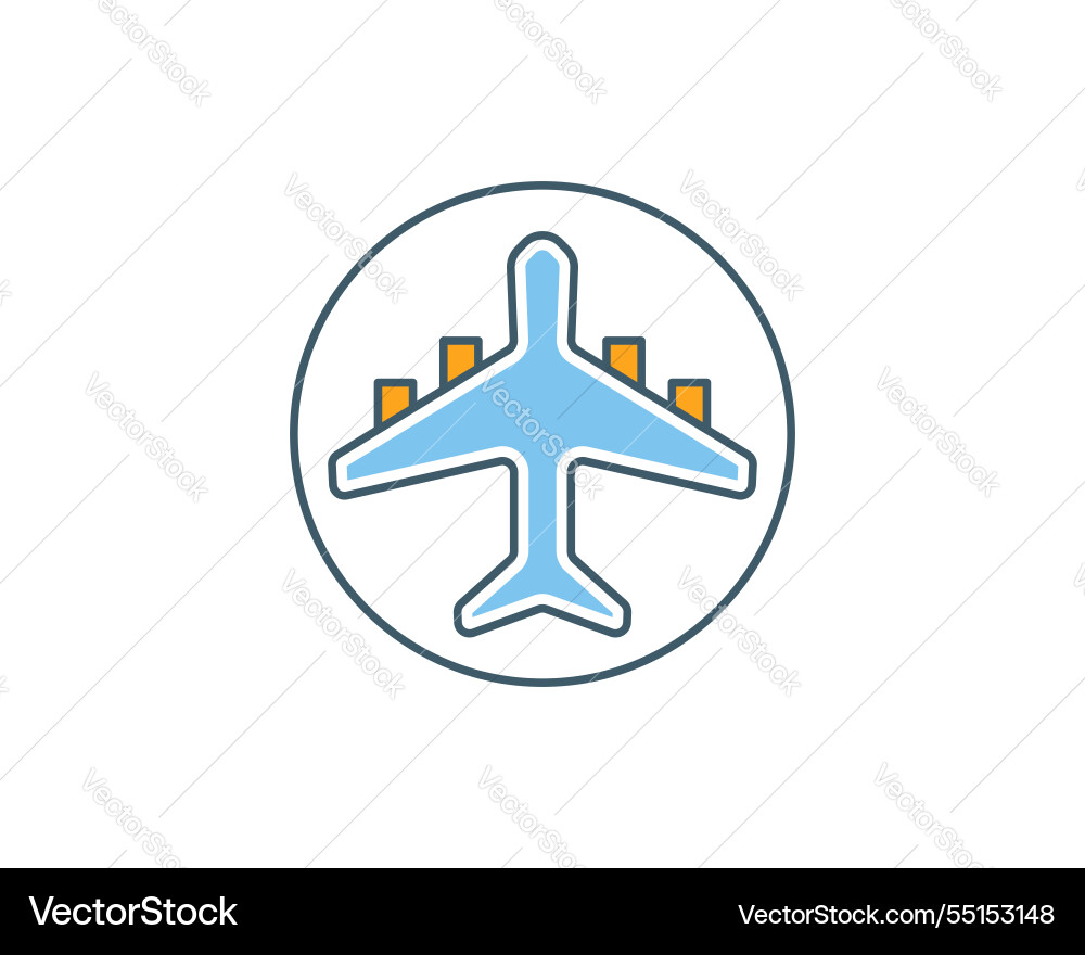 Clean modern icon of an airplane inside a circle Vector Image