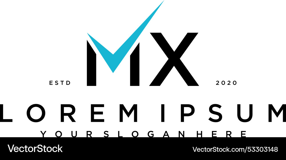 Creative letter mx checklist logo design concept Vector Image