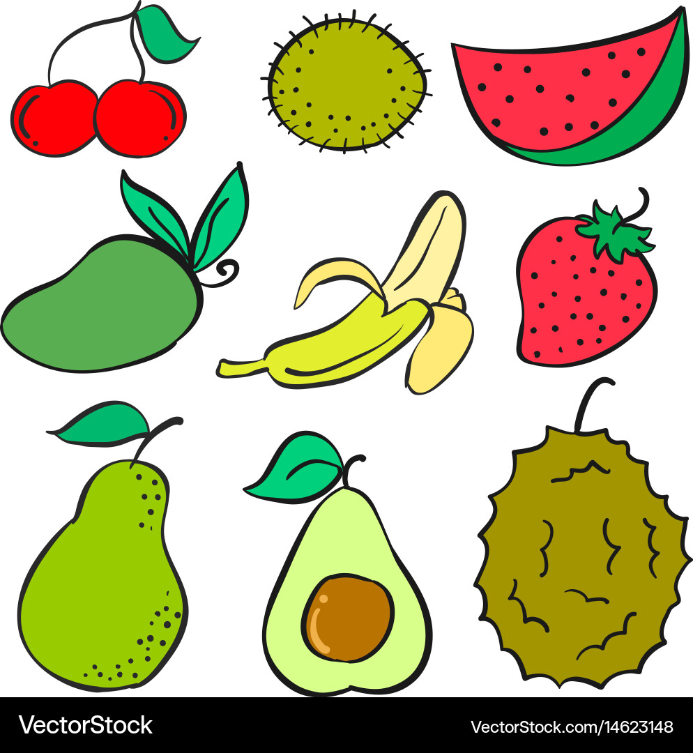 Fruit Doodle Collection Royalty Free Vector Image