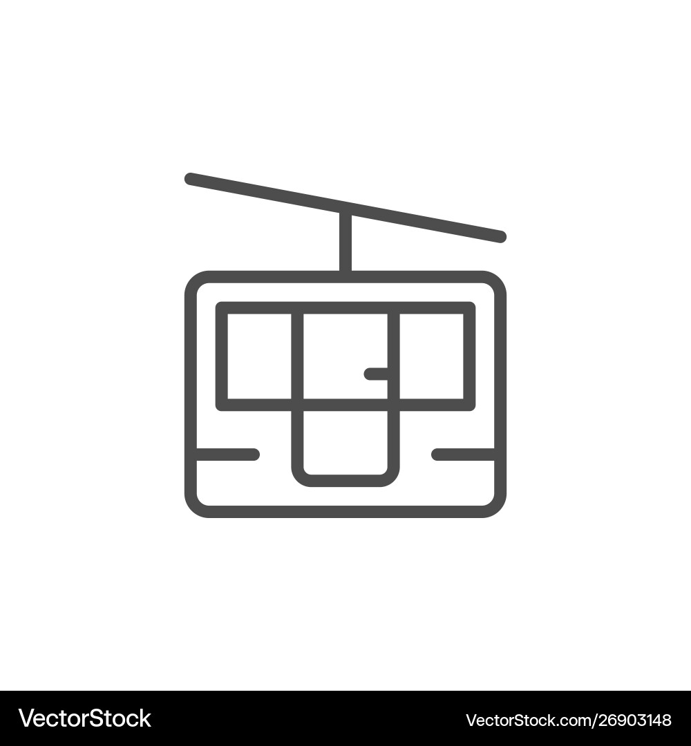 Funicular cableway line outline icon Royalty Free Vector