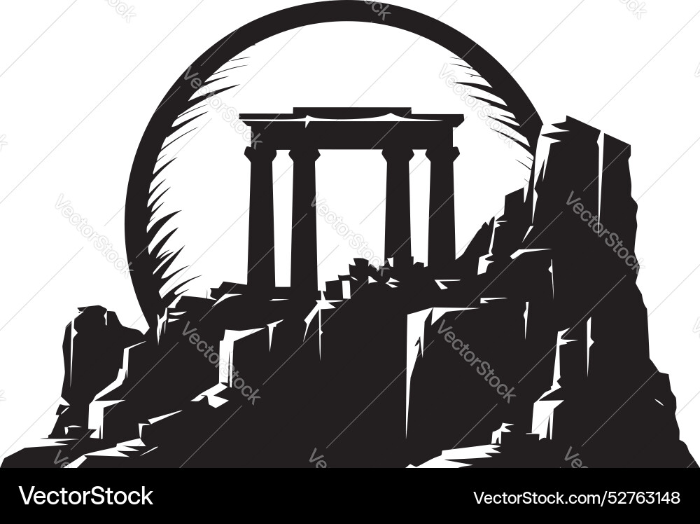 Iconic greek architecture immortalized Royalty Free Vector
