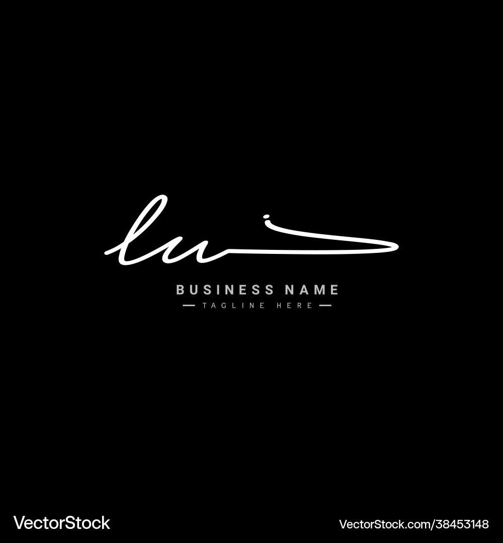 Initial letter lu logo - hand drawn signature Vector Image