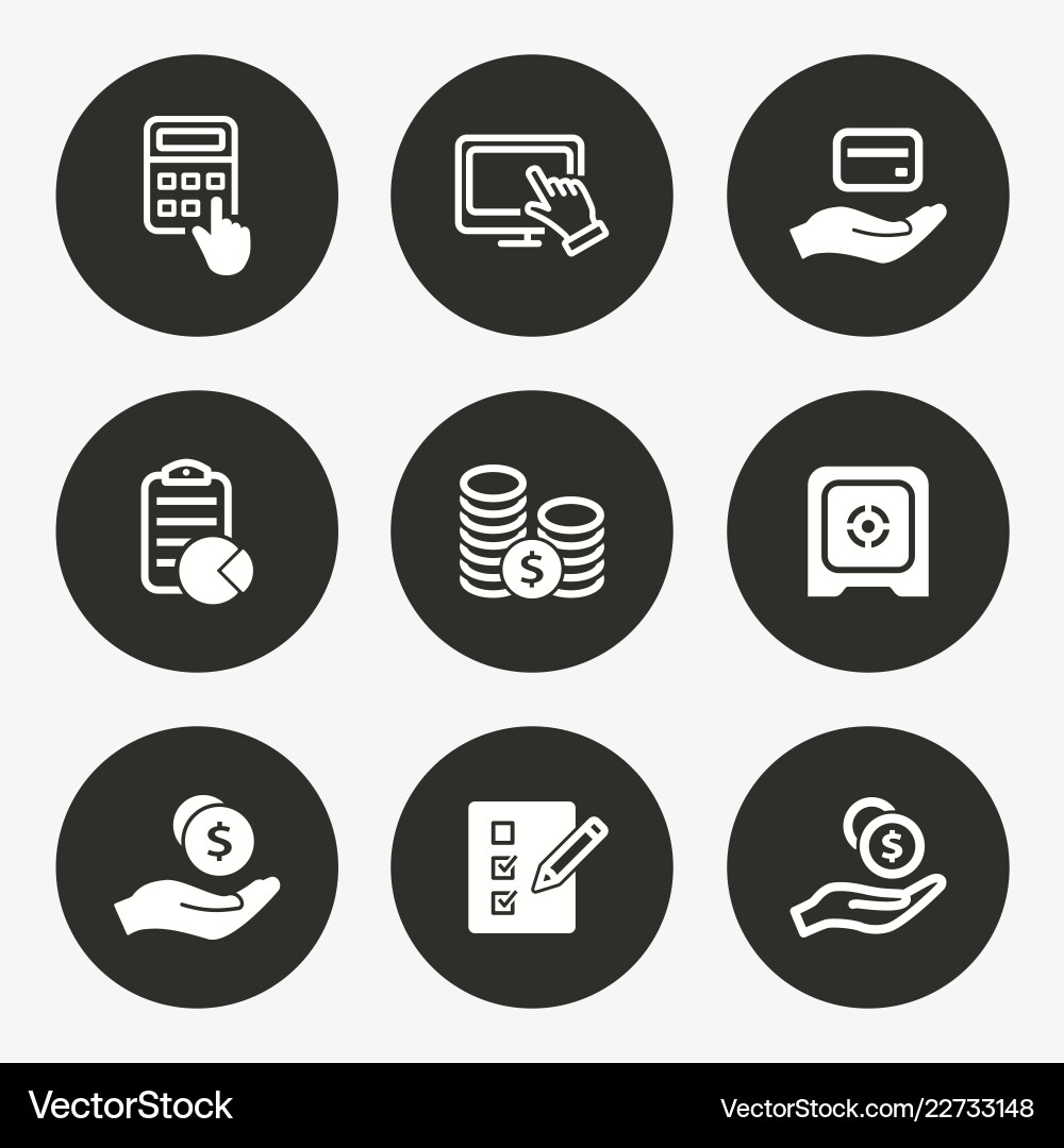 Investments money icon set Royalty Free Vector Image