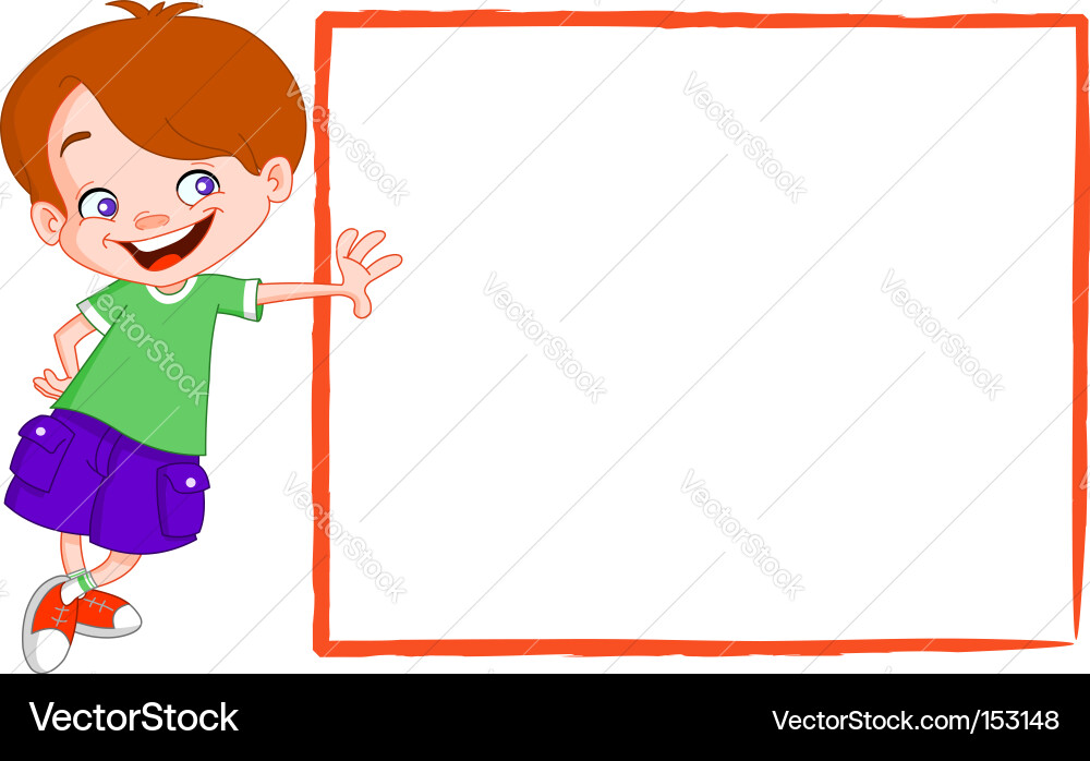 Kid with sign Royalty Free Vector Image - VectorStock