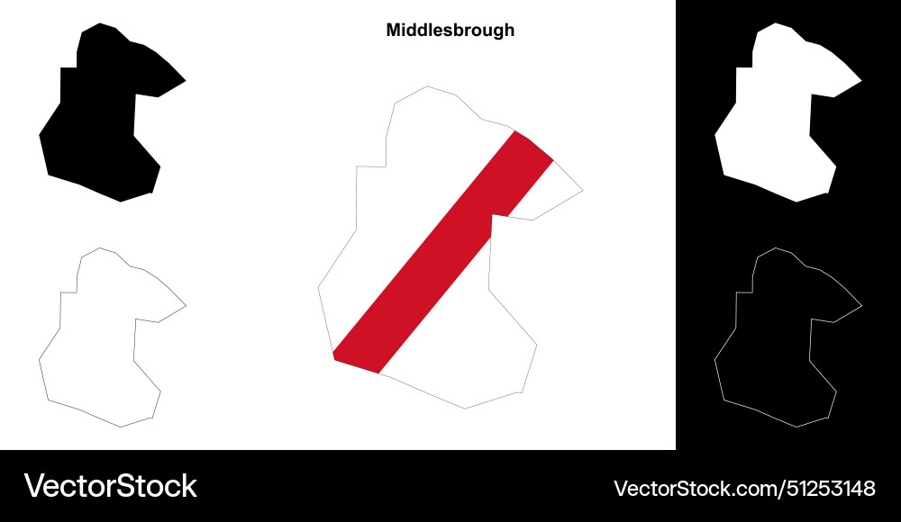 Middlesbrough outline map Royalty Free Vector Image