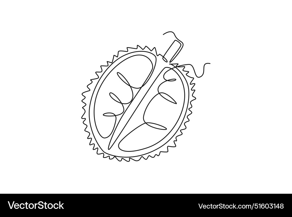 Single continuous line drawing of half sliced Vector Image